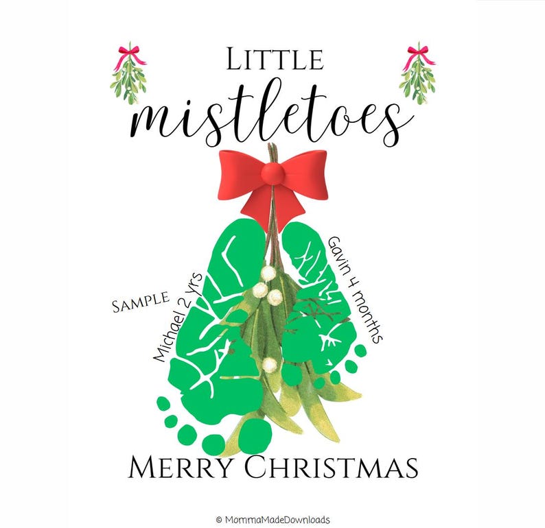 Christmas "little Mistletoes" Footprint Keepsake Craft / Children's ...