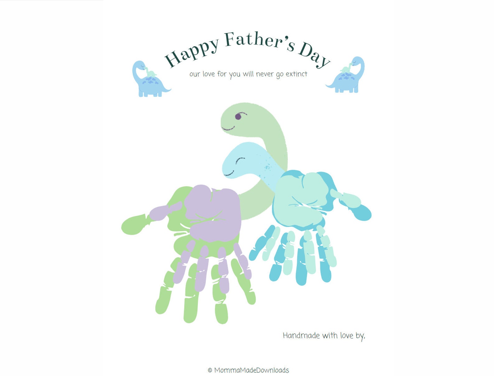 Father's Day Gift From Child / Father's Day Dinosaur Handprint Art ...