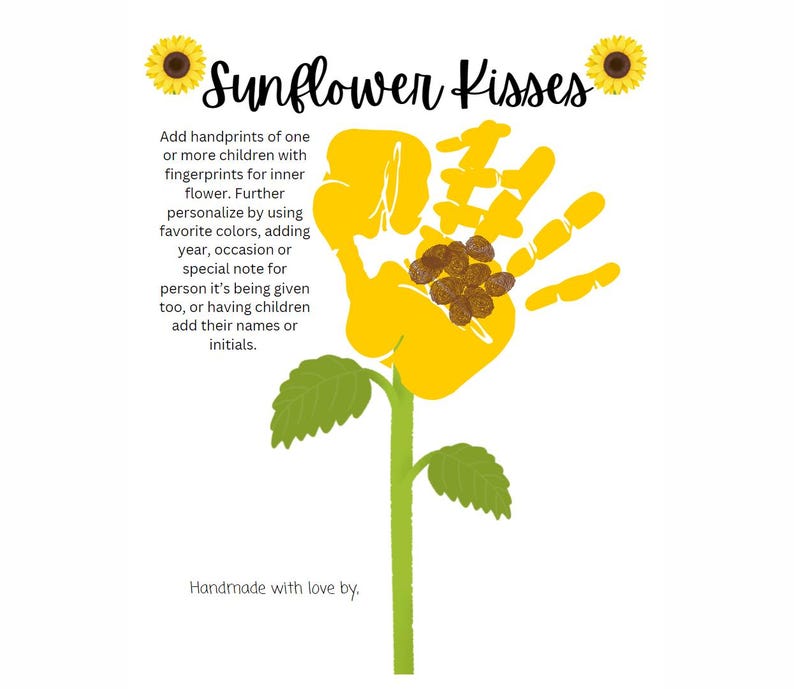 Sunflower Kisses Handprint Fingerprint Keepsake Craft / Singular and ...