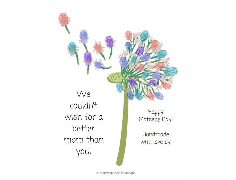 Mother's Day Dandelion Wish Fingerprint Art / Singular & Plural I/we ...