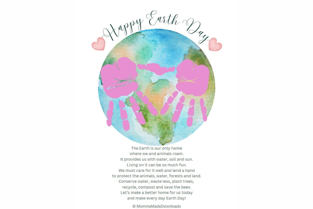Earth Day Hand Print Art: DIY Spring Keepsake Craft (PDF Download) - Etsy