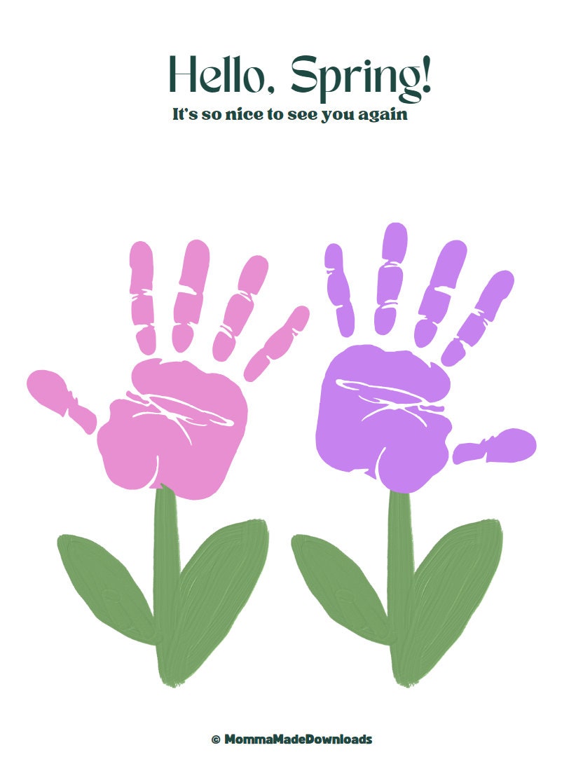 Spring Flower Handprint Art: Kids DIY Craft (PDF Download) - Etsy