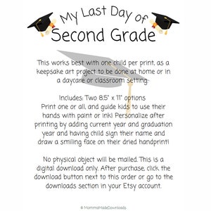 Second Grade End of School Year Last Day Certificate Handprint Art ...