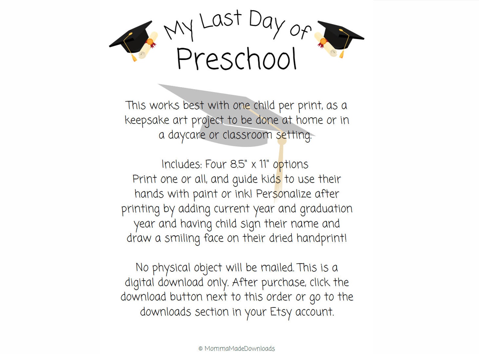 Last Day of Preschool Sign / End of School Year Keepsake Craft / Pre-k ...