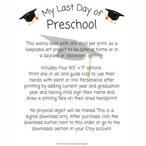 Preschool Last Day Hand Print Art: End of School Year Keepsake Gift ...