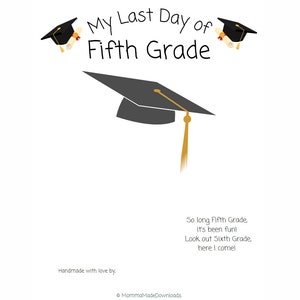 Fifth Grade End of Elementary School Last Day Certificate Handprint Art ...