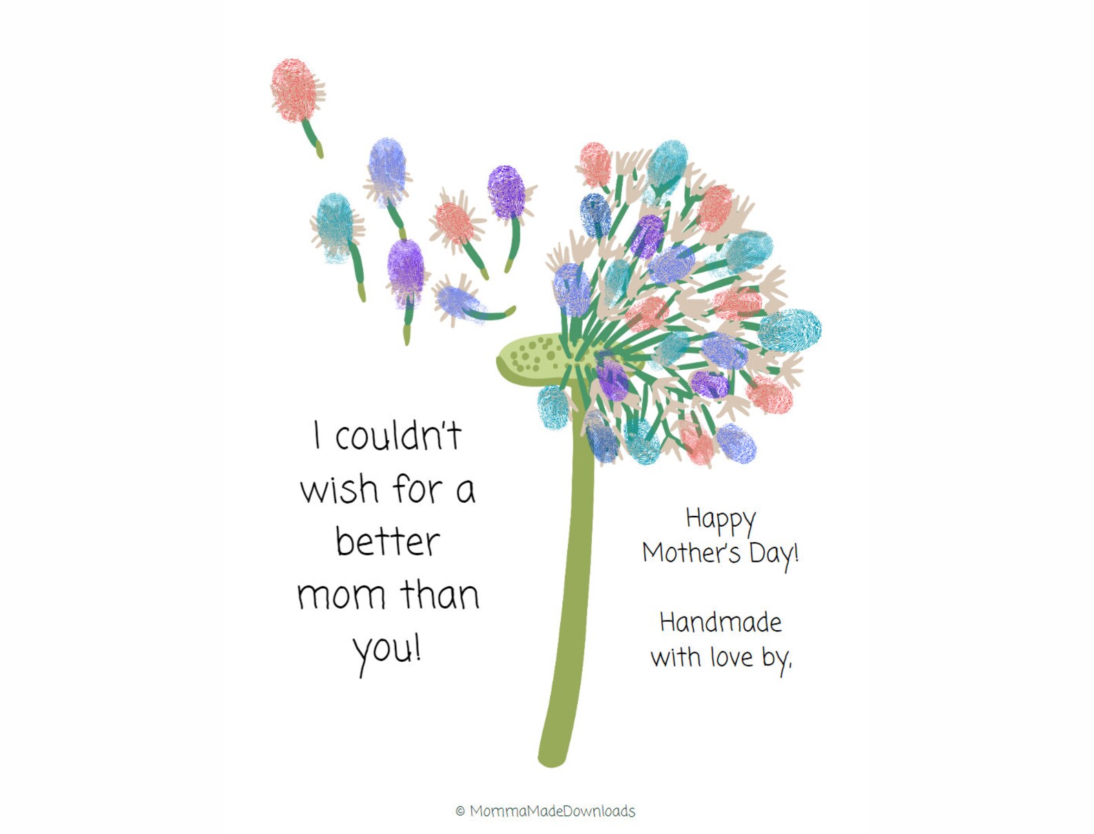 Mother's Day Dandelion Wish Fingerprint Art / Singular & Plural I/we ...