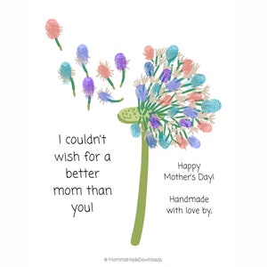 Mother's Day Dandelion Wish Fingerprint Art / Singular & Plural I/we ...