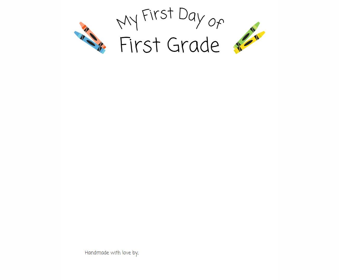 First Grade First Day of School Certificate Handprint Art / Student ...