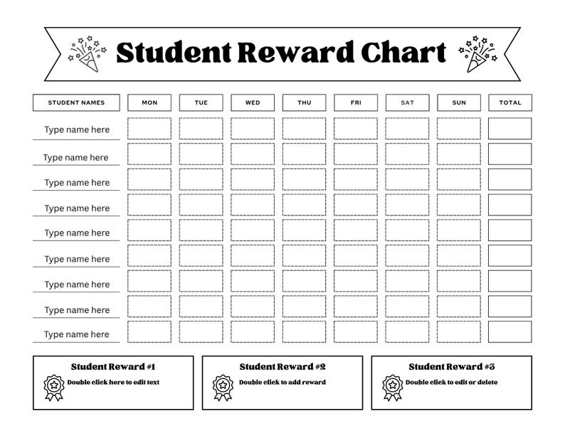 Editable Student Reward Chart for Teachers / Back to School Printable ...