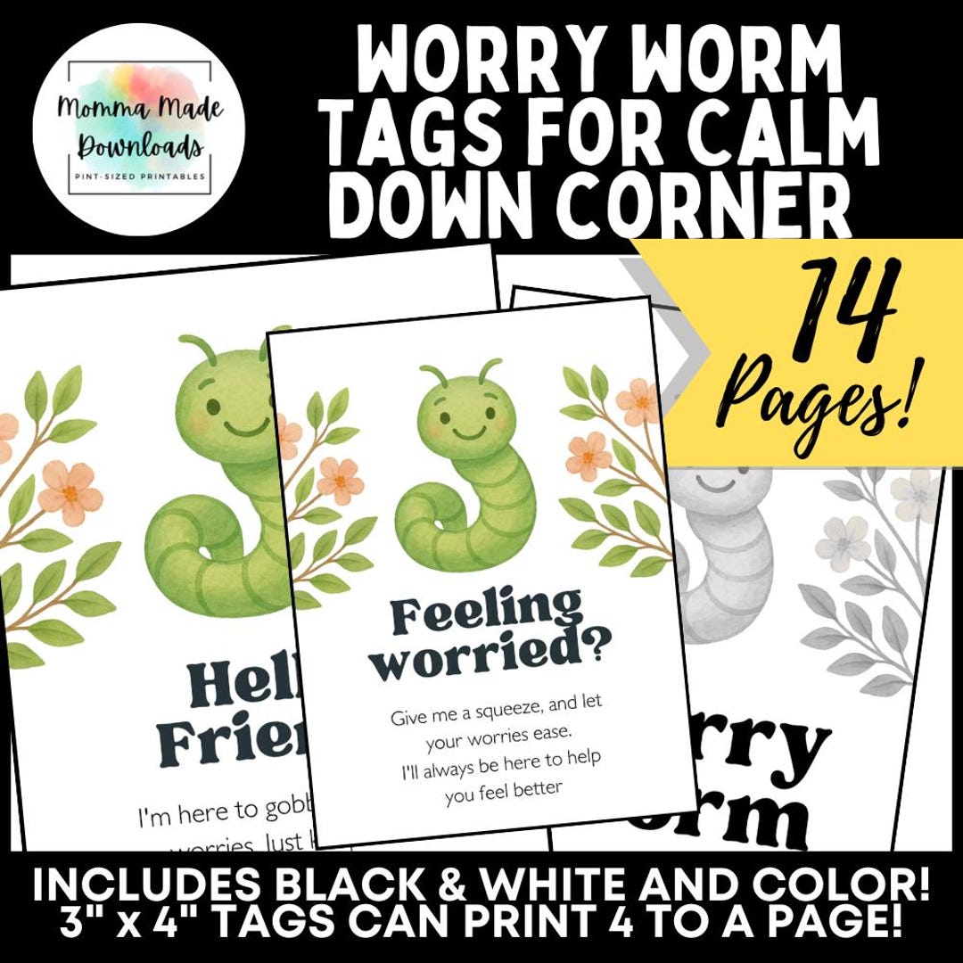 Worry Worm Tags: Calming Coloring Sheets for Anxious Students (PDF ...