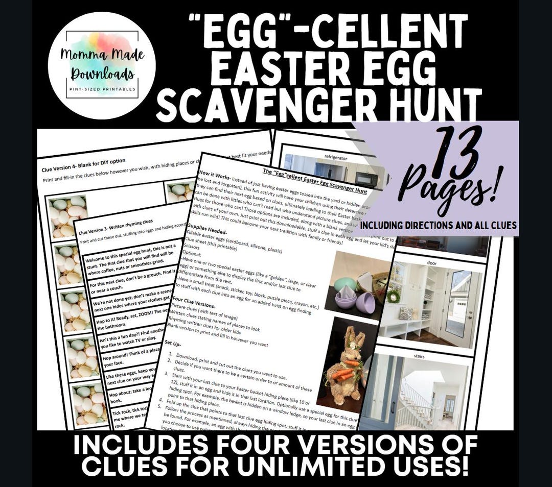 Egg-cellent Easter Egg Scavenger Hunt Activity / DIY Spring Holiday ...
