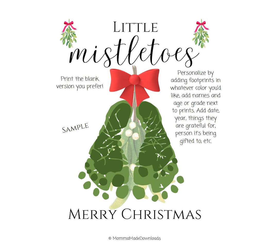 Christmas "little Mistletoes" Footprint Keepsake Craft / Children's ...
