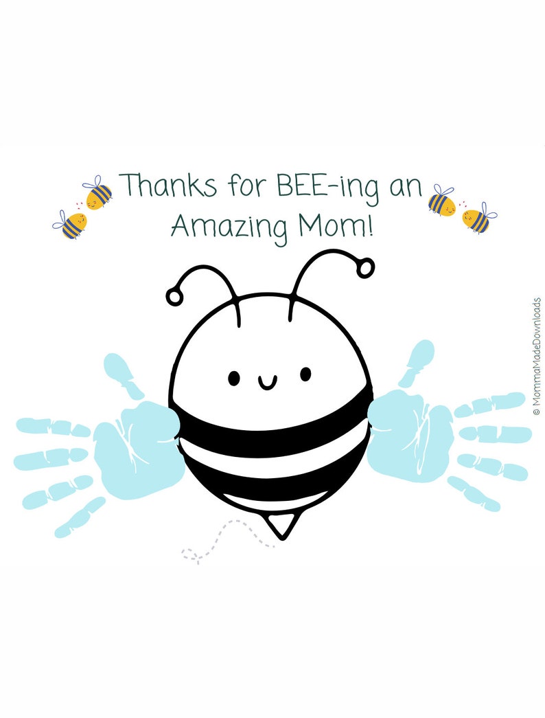 Mother's Day Bumble Bee Handprint Art / Kids Giftable Keepsake Craft ...