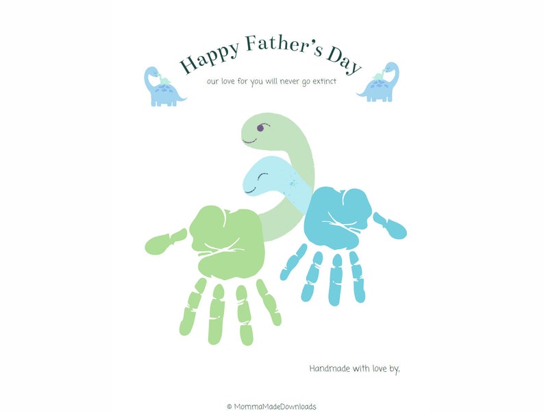 Father's Day Gift From Child / Father's Day Dinosaur Handprint Art ...