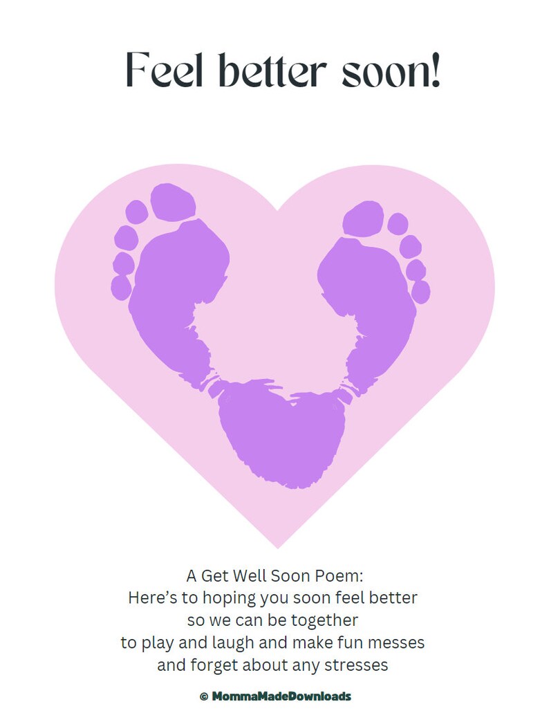 Get Well Soon Handprint Footprint Craftivity / DIY Feel Better Soon ...