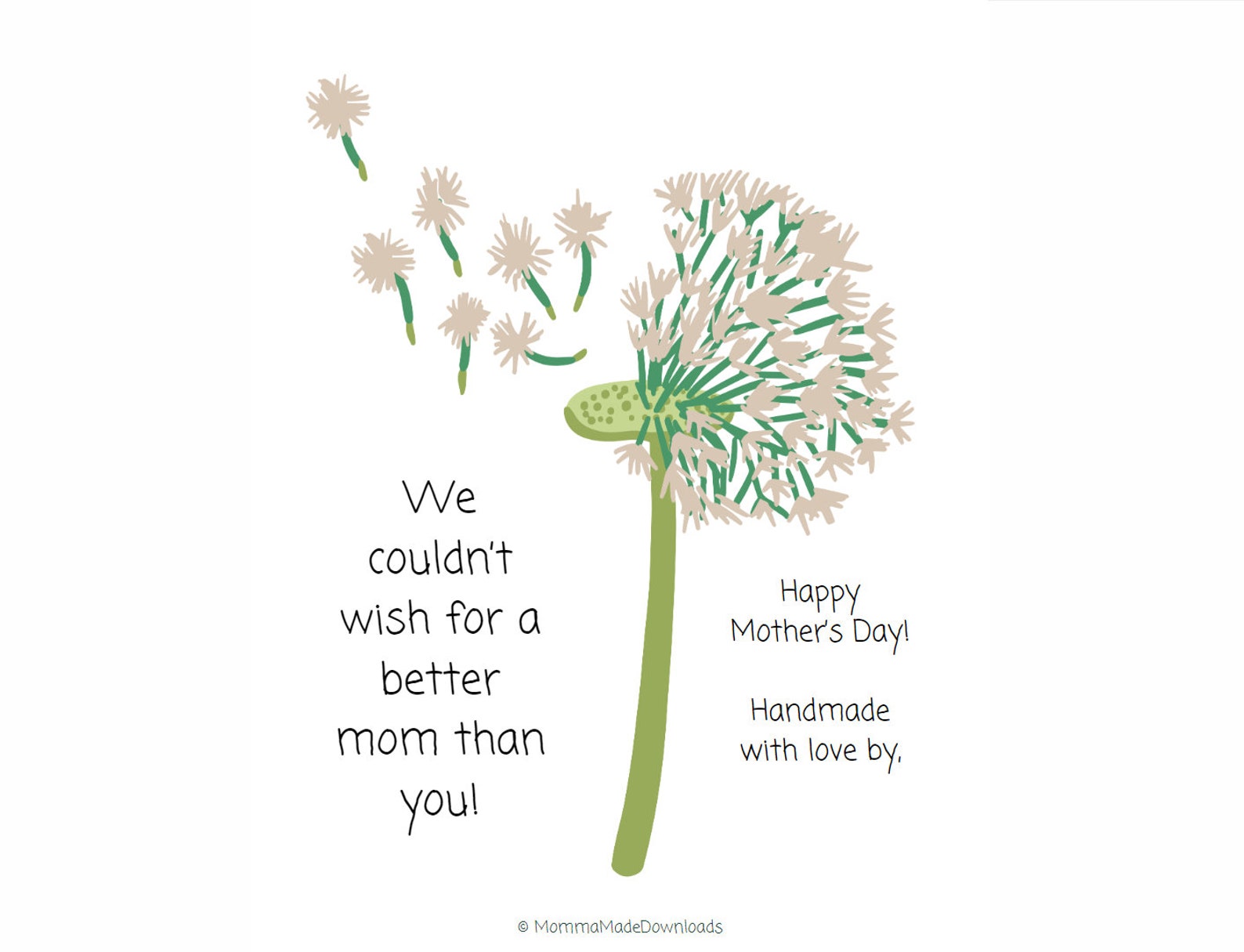 Mother's Day Dandelion Wish Fingerprint Art / Singular & Plural I/we ...