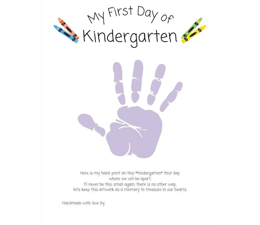 First Day of Kindergarten Handprint Art / First Day of School Keepsake ...