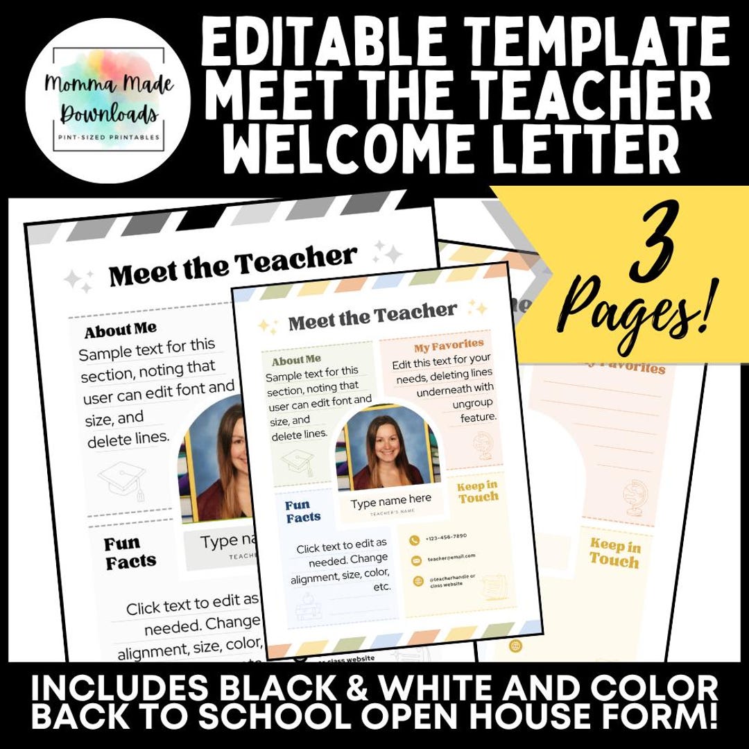 Editable Canva Teacher Welcome Letter: Back to School, Open House ...