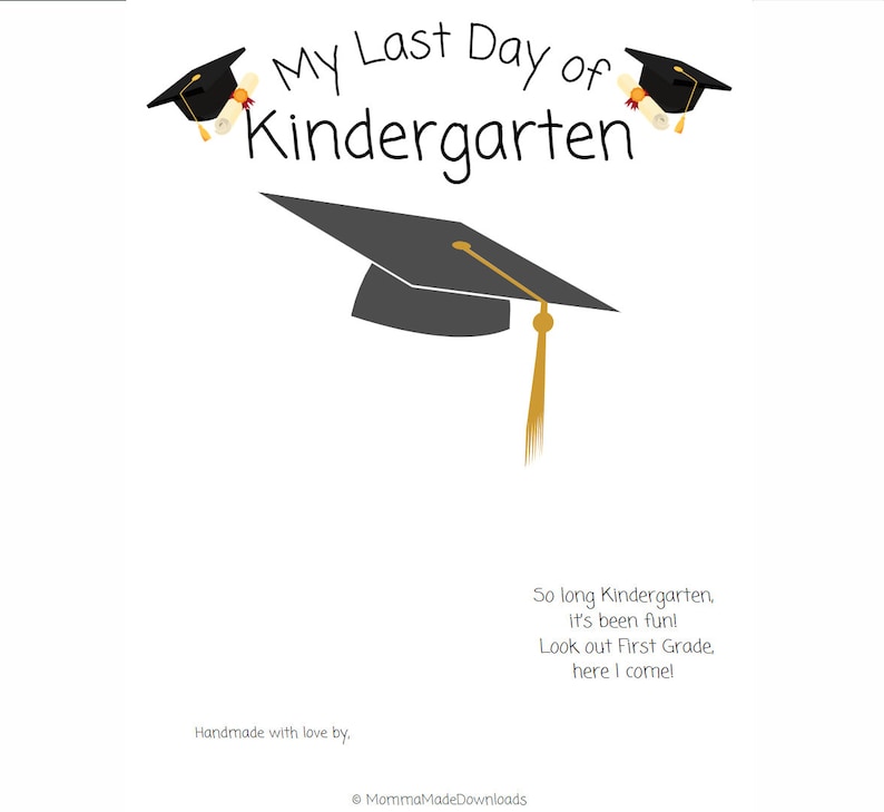 Kindergarten End of School Year Last Day Certificate Handprint Art ...