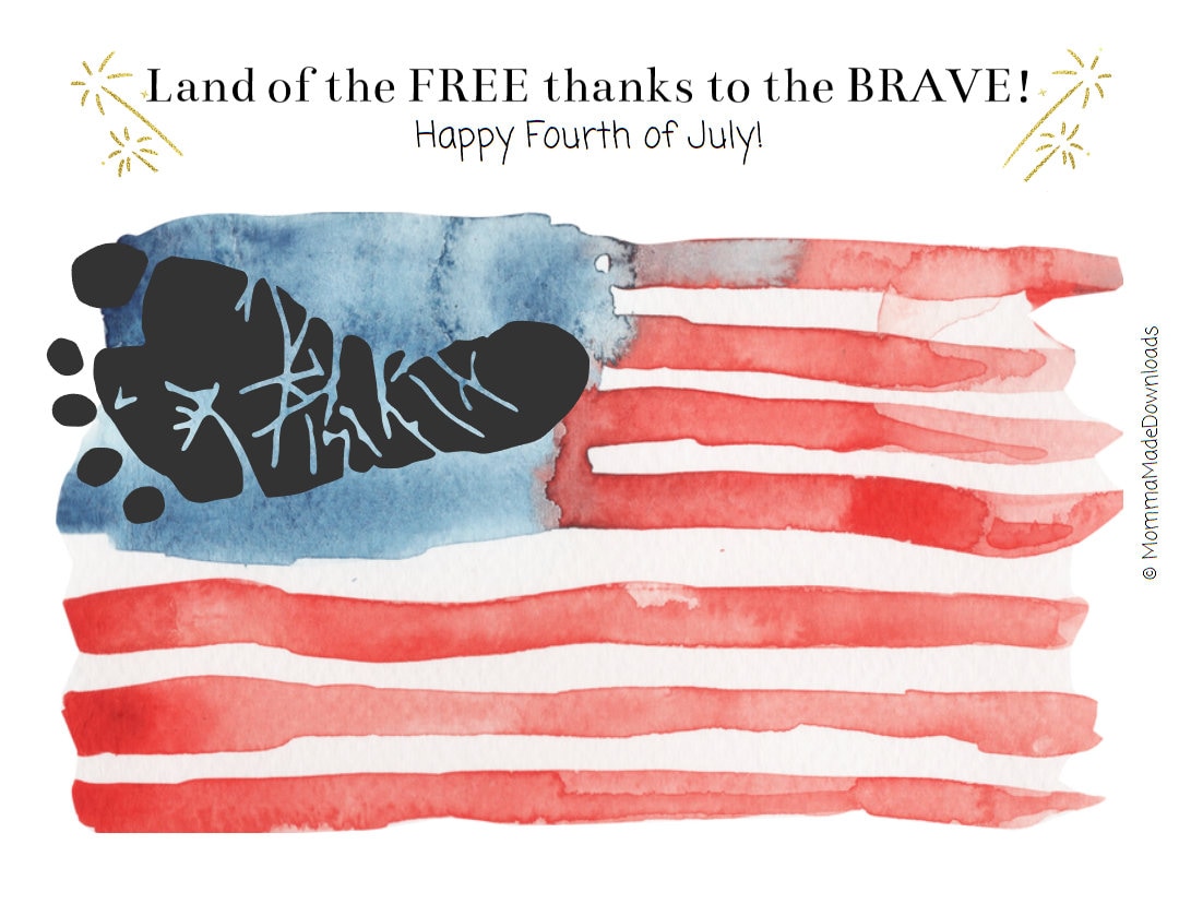 Fourth of July Independence Day American Flag Handprint Footprint ...