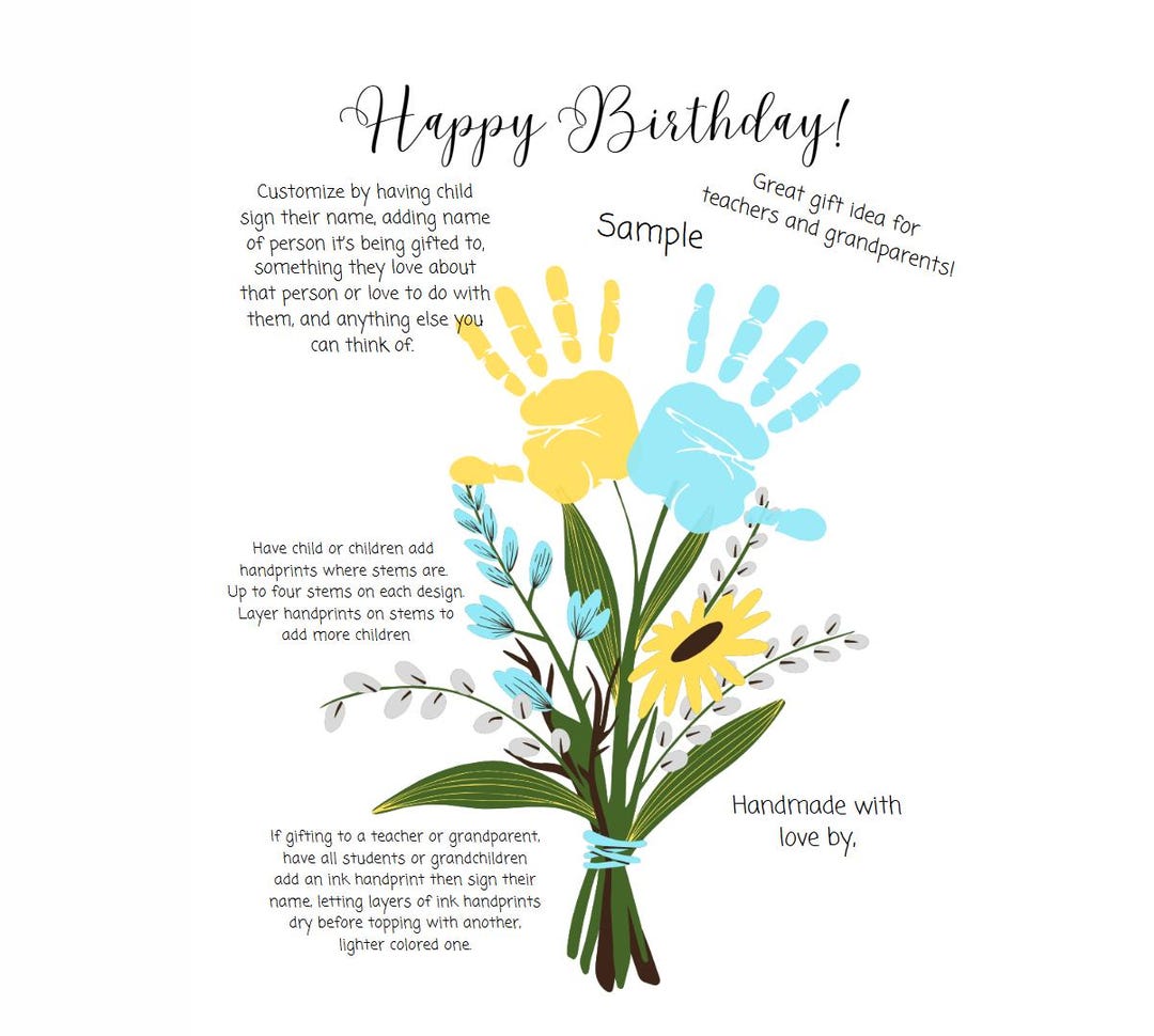 Blue Birthday Handprint Art / Giftable Keepsake Craft / Teacher ...