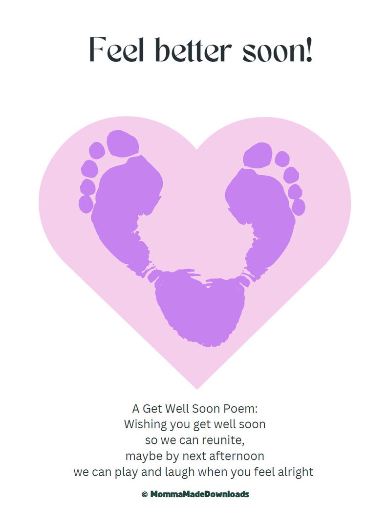Get Well Soon Handprint Footprint Craftivity / DIY Feel Better Soon ...