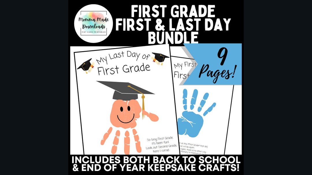 BUNDLE First Grade First Last School Day Certificate Handprint Art ...