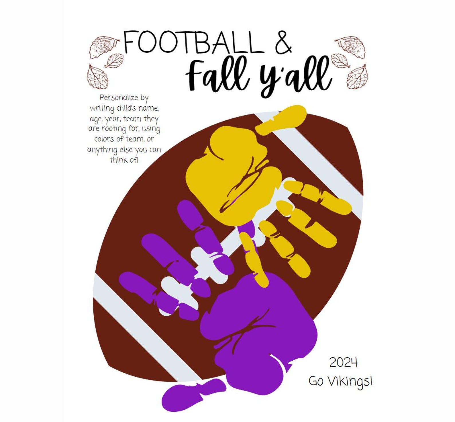 Fall & Football Handprint Art / Several Designs: in My/our Football Era ...