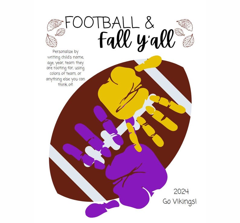Fall Football Handprint Art Craft: Football Season Color and Black ...
