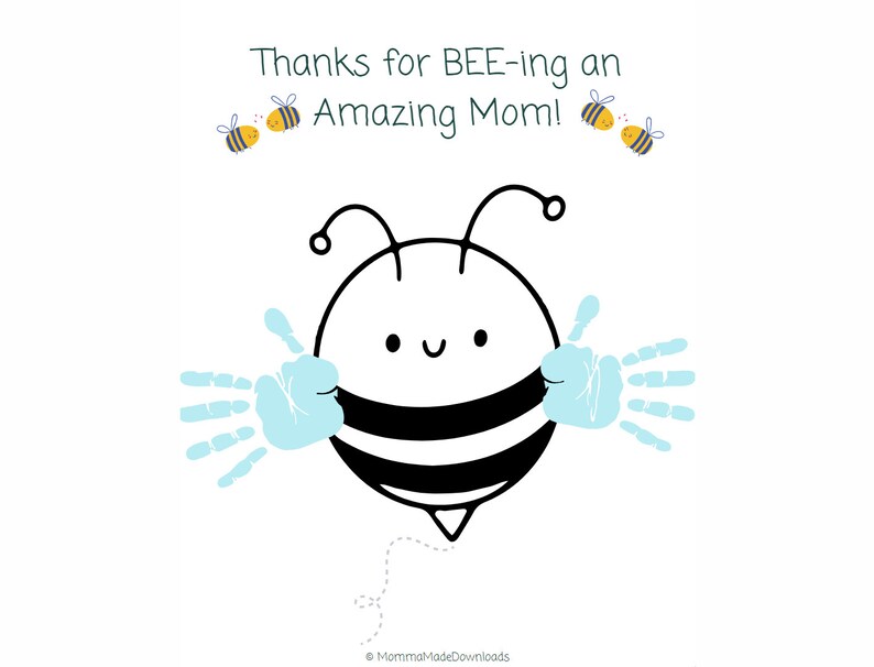 Mother's Day Activity for Kids / Bee Handprint Art Print / Printable ...