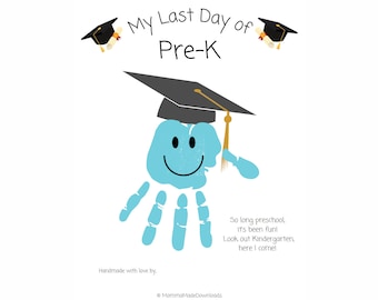 Kindergarten End of School Year Last Day Certificate Handprint Art ...