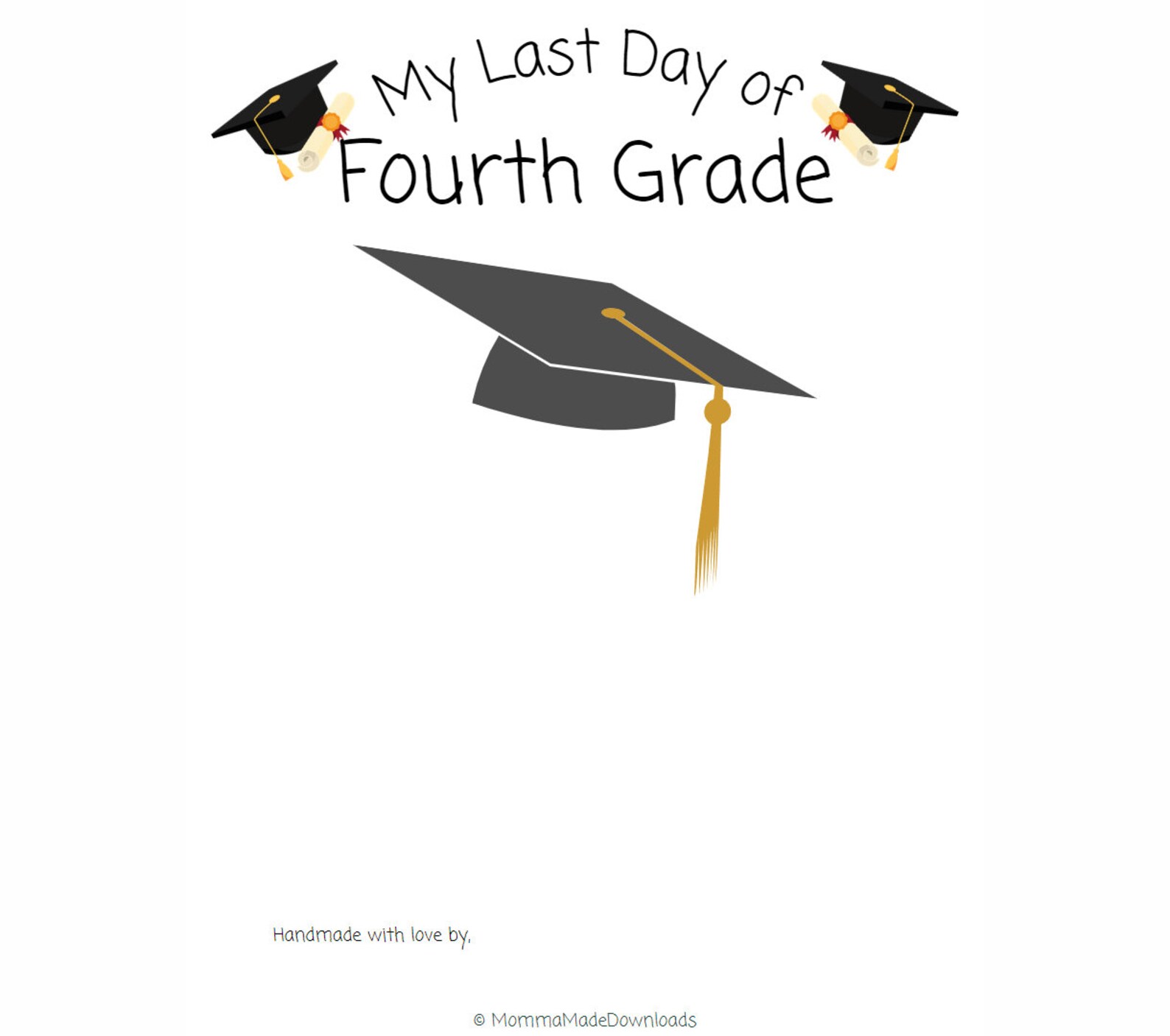 Fourth Grade End of School Year Certificate Handprint Art / Elementary ...