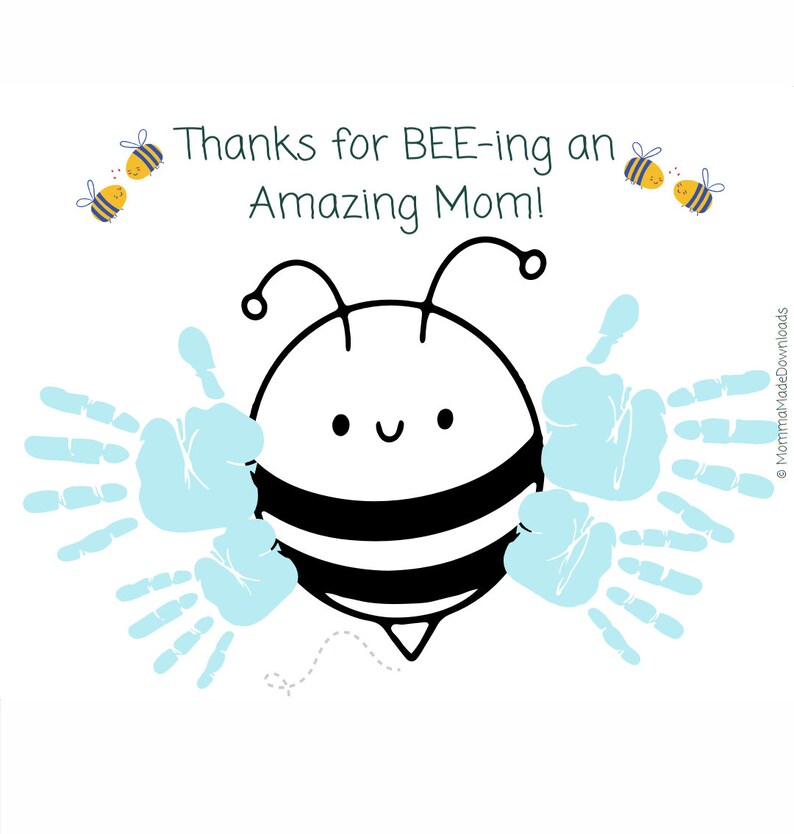 Mother's Day Bumble Bee Handprint Art / Kids Giftable Keepsake Craft ...