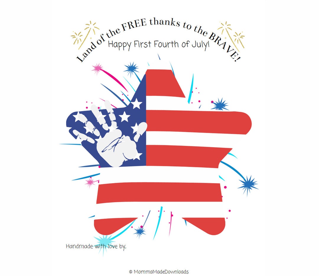 Fourth of July Hand Print Footprint Star Keepsake: Kids Arts and Crafts ...
