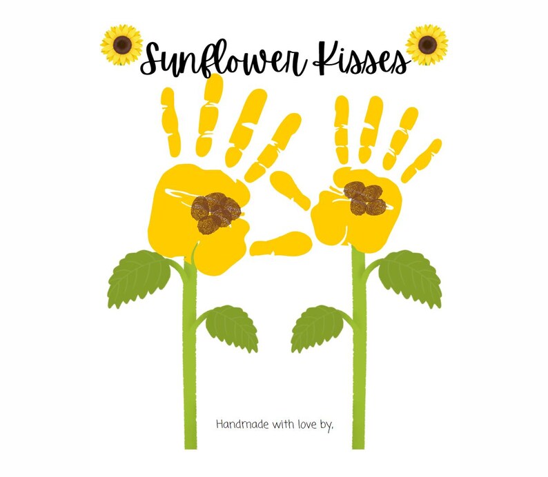 Sunflower Kisses Handprint Fingerprint Keepsake Craft / Singular and ...