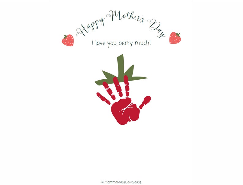 Mother's Day Berry Handprint Footprint Art / Small Large Stem & I/we ...