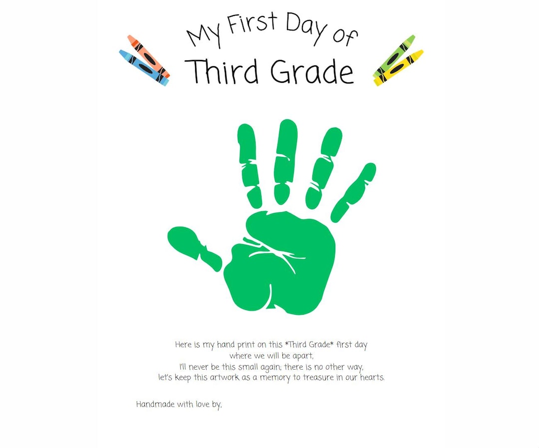 Third Grade First Day of School Hand Print Art: Back to School Craft ...