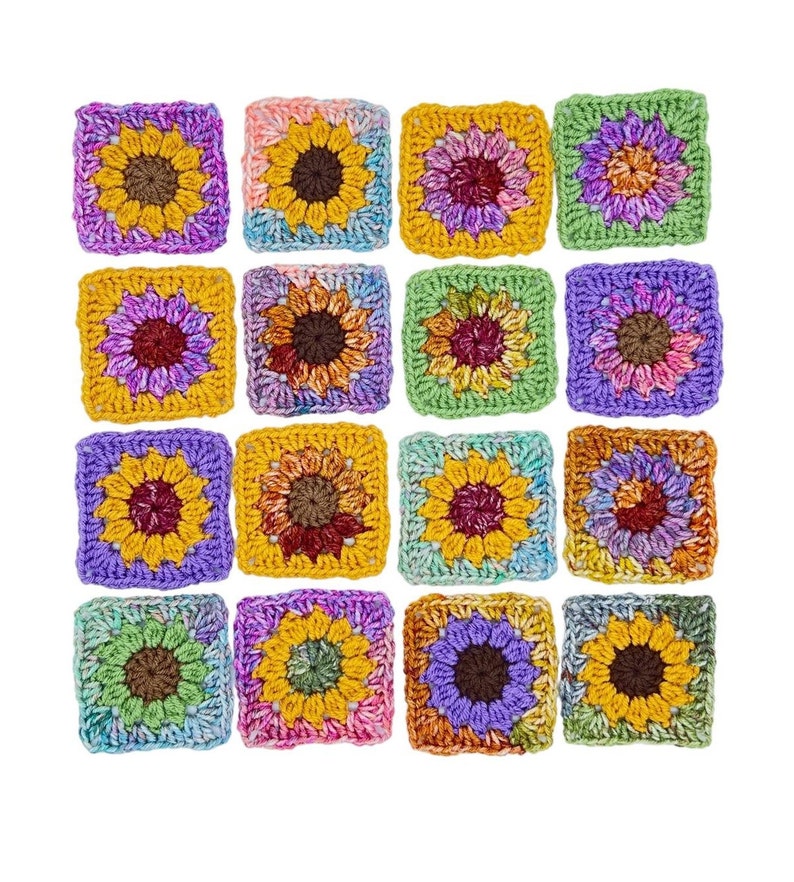 Daisy Flower Granny Squares 16PK, Assorted Colors - Etsy