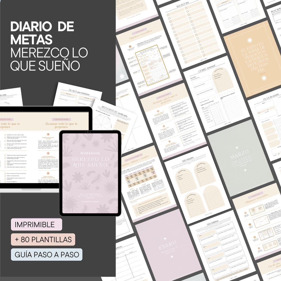 Diario de Metas Merezco lo que Sueño Workbook Imprimible - Etsy México