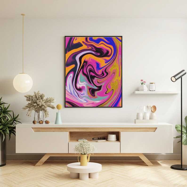 Liquit Abstract Poster - Fluid Elegance in Pink,contemporary Art Print ...