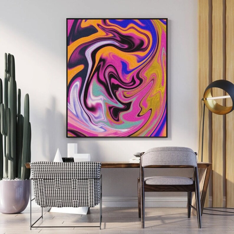Liquit Abstract Poster - Fluid Elegance in Pink,contemporary Art Print ...