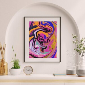 Liquit Abstract Poster - Fluid Elegance in Pink,contemporary Art Print ...