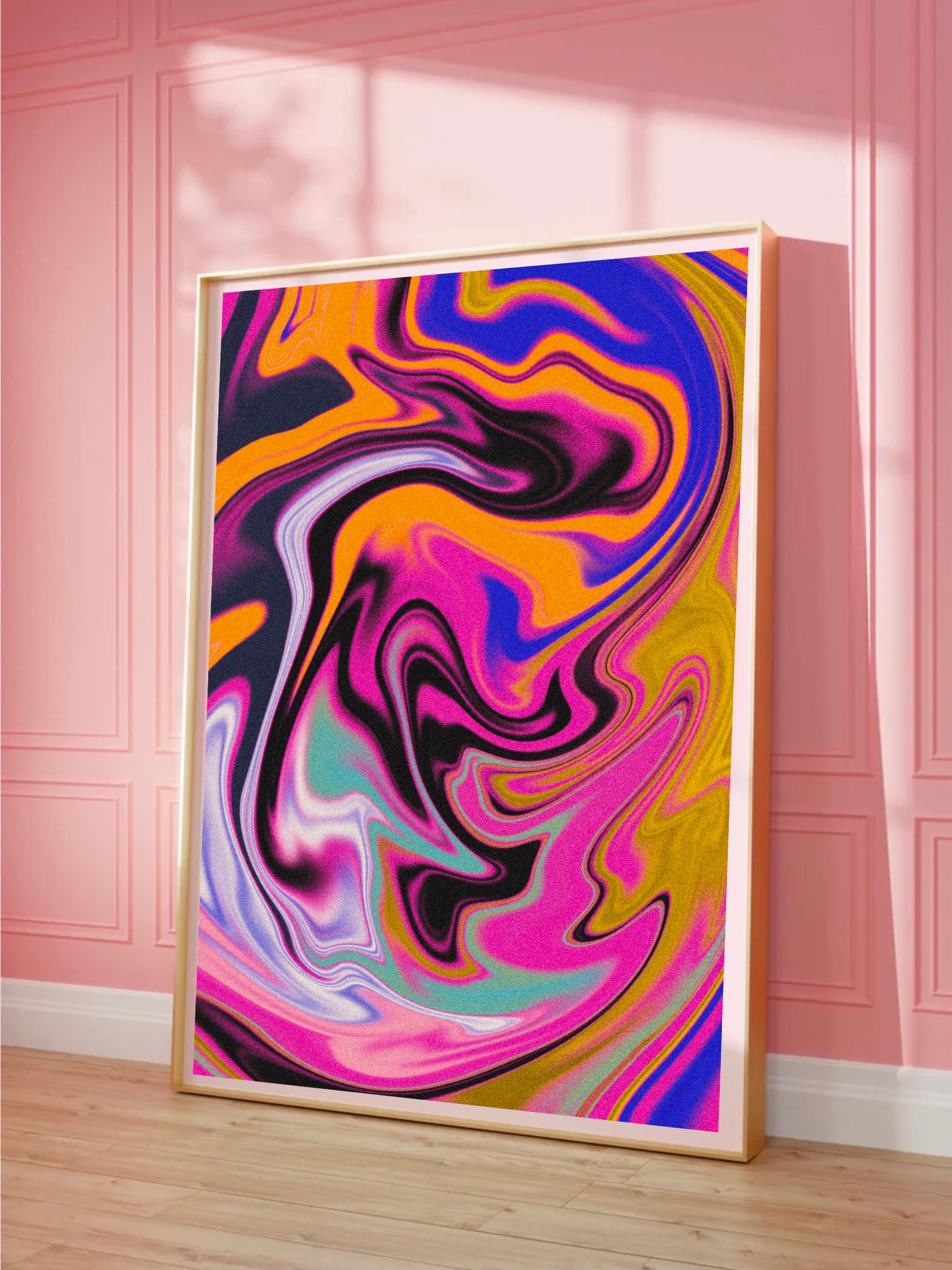 Liquit Abstract Poster - Fluid Elegance in Pink,contemporary Art Print ...