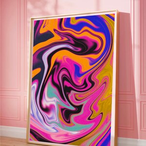 Liquit Abstract Poster - Fluid Elegance in Pink,contemporary Art Print ...