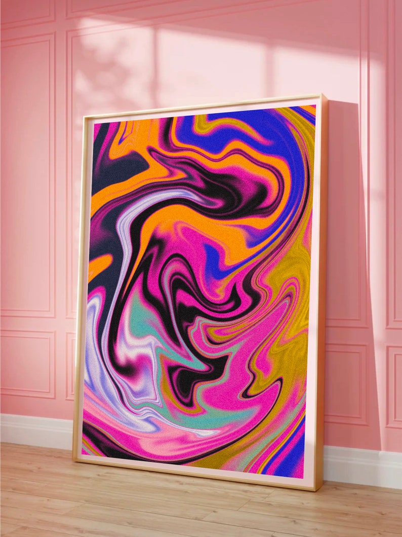 Liquit Abstract Poster - Fluid Elegance in Pink,contemporary Art Print ...