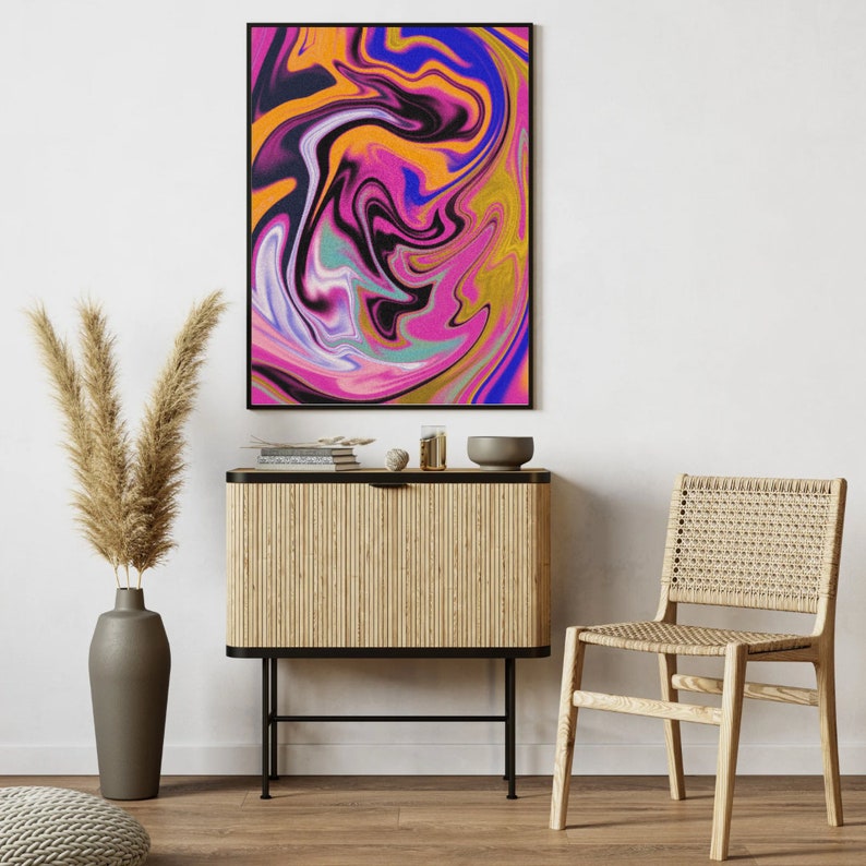 Liquit Abstract Poster - Fluid Elegance in Pink,contemporary Art Print ...