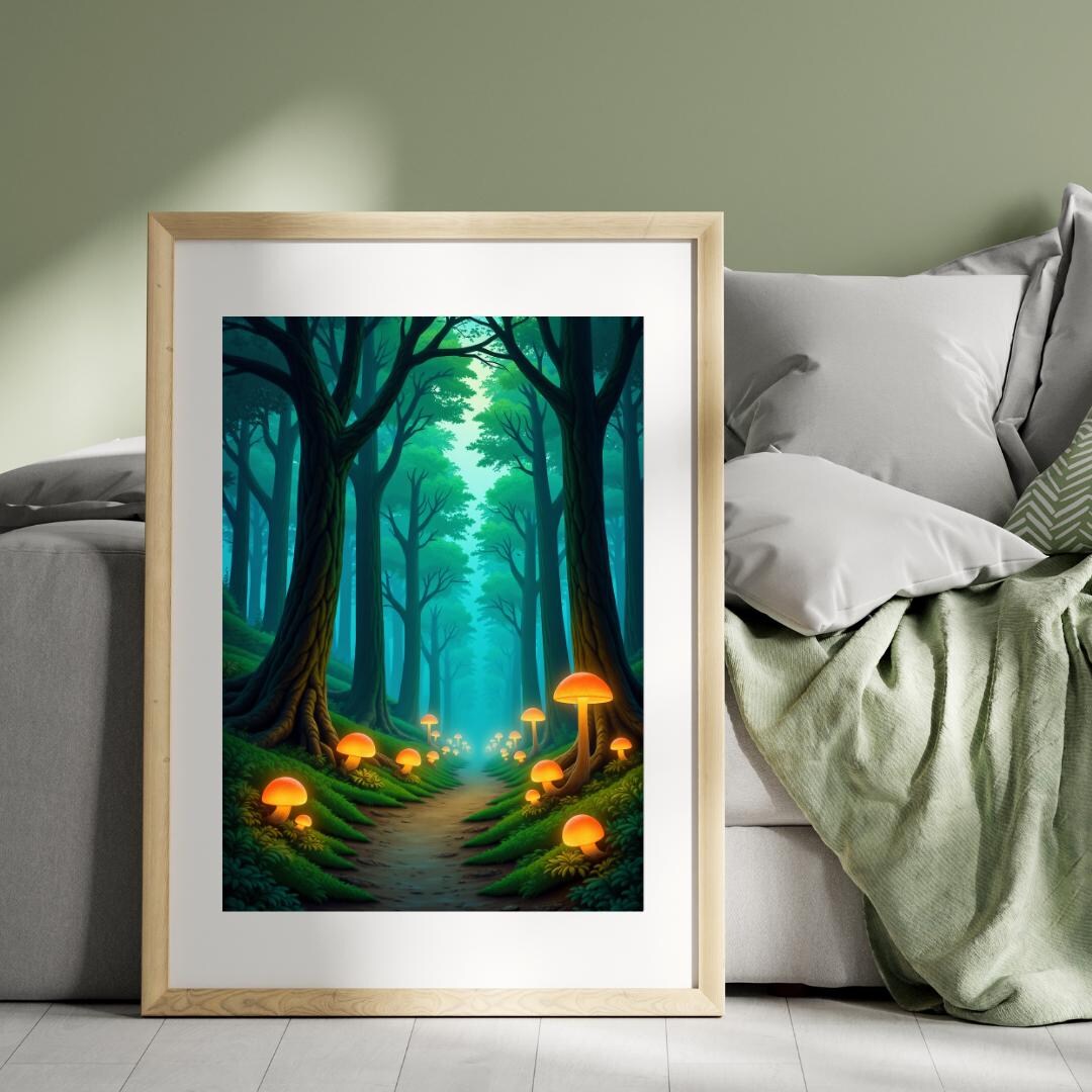 Surreal Forest Path Digital Art Print – Nature Wall Decor – AI Art ...