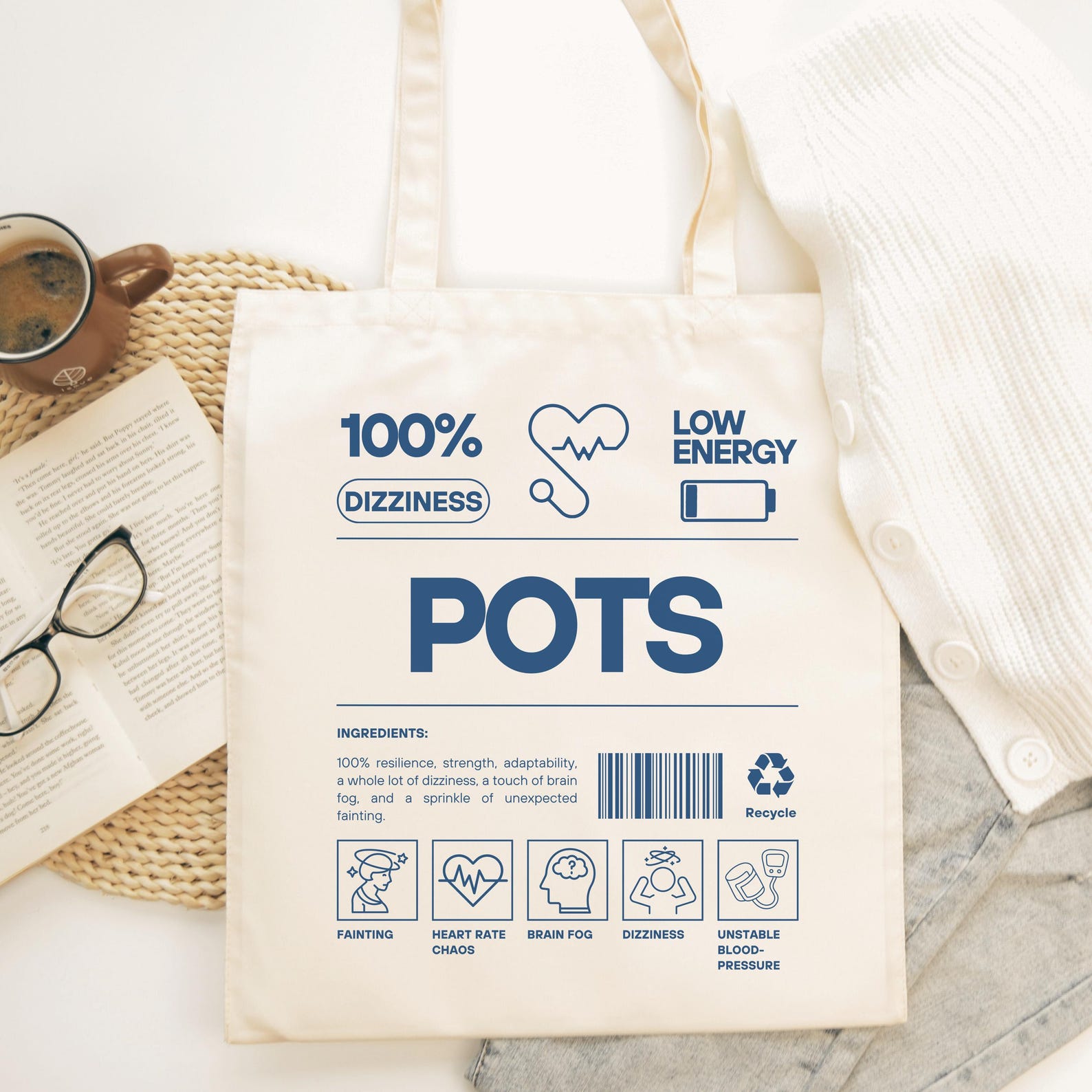 POTS Awareness Tote Bag, Symptom Potsie Postural Orthostatic ...