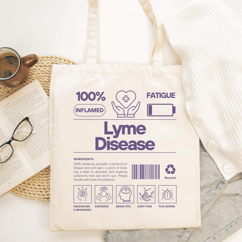 Lyme Disease Tote Bag, Lyme Life Invisible Bite Chronic Lyme Awareness ...